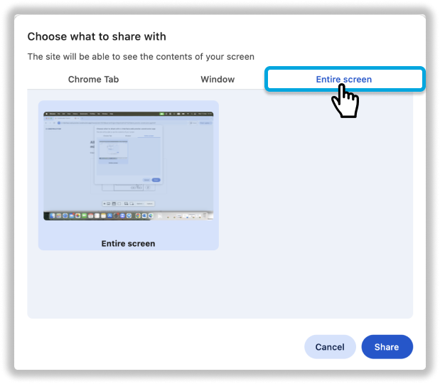 How to share your screen to start the exam with proctoring