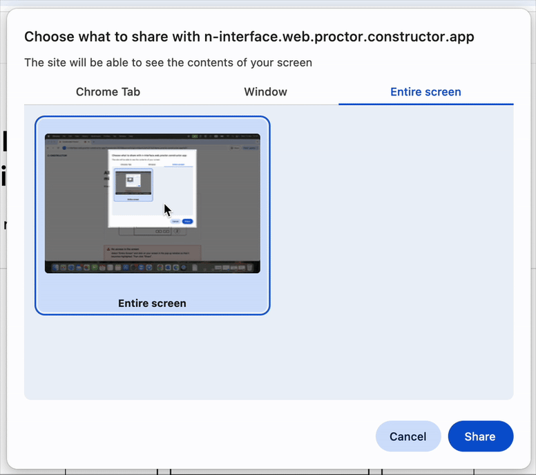 How to share your screen to start the exam with proctoring