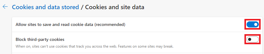 How to enable cookies in Microsoft Edge